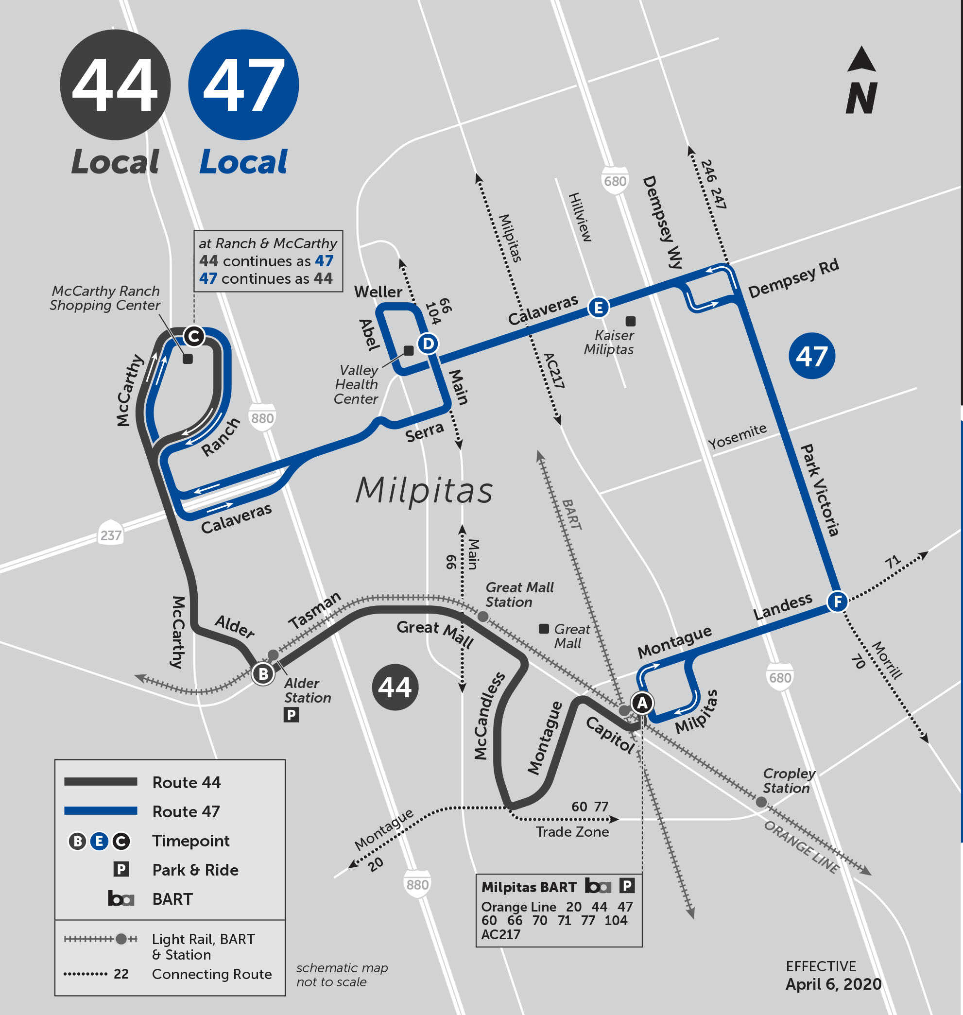 Milpitas BART - Alder Stn via McCarthy Ranch | VTA