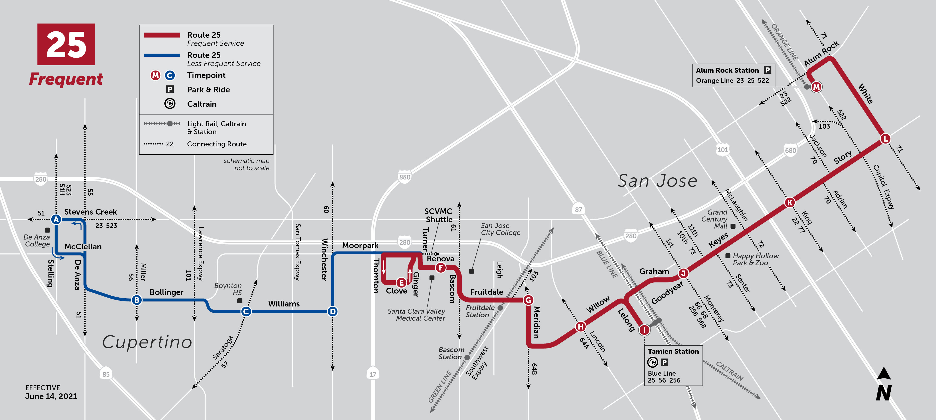 De Anza College - Alum Rock Station via Valley Med | VTA