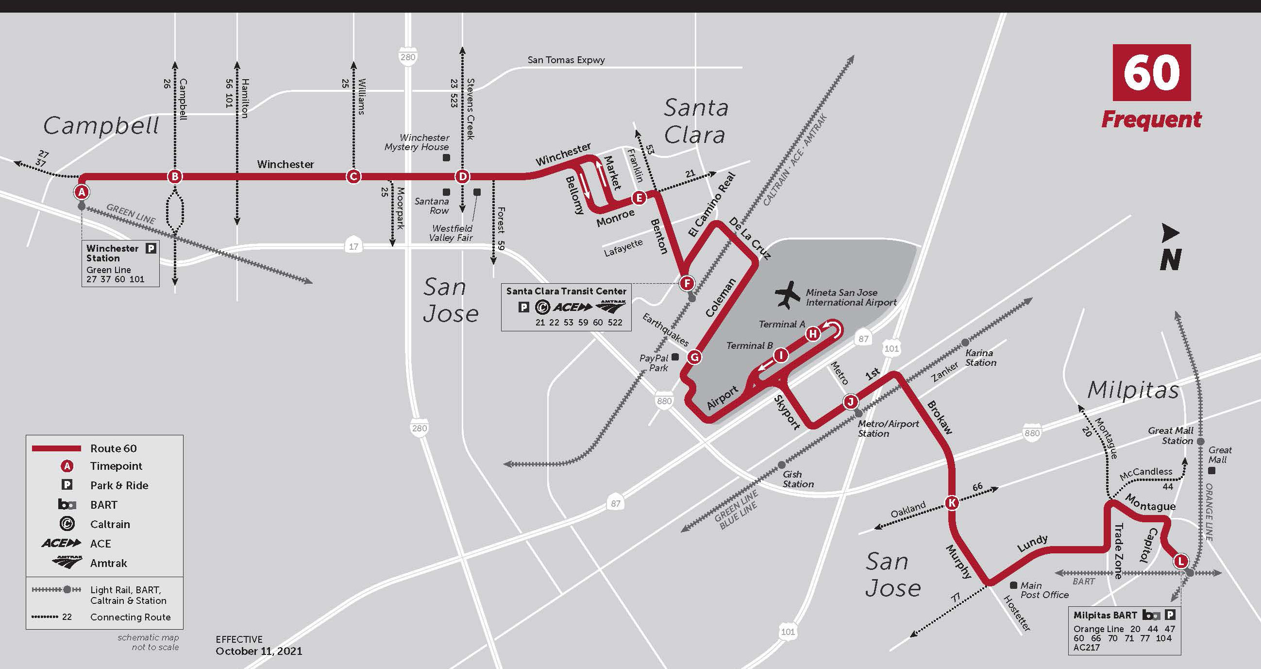 Milpitas BART - Winchester Station via SJC Airport | VTA