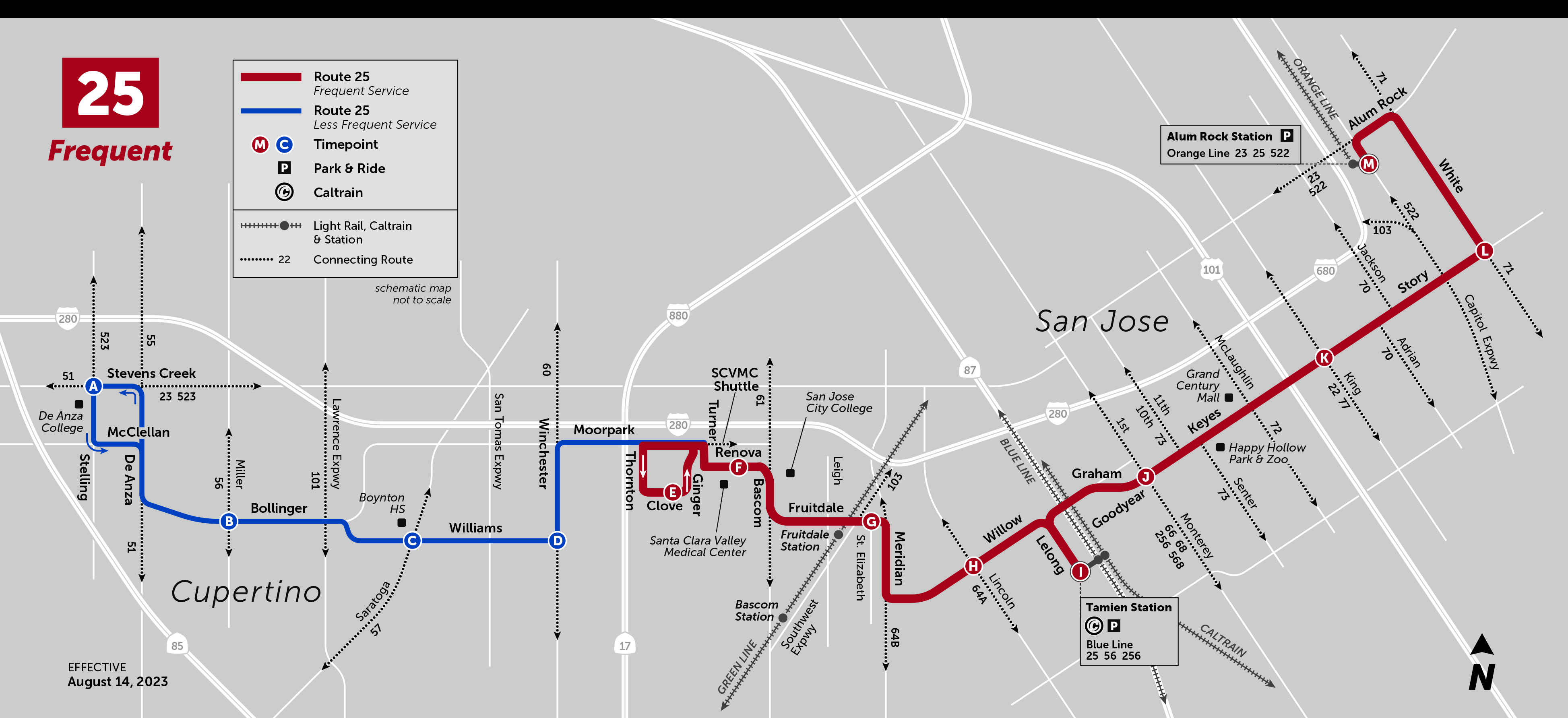 De Anza Coll - Alum Rock via Valley Med | VTA