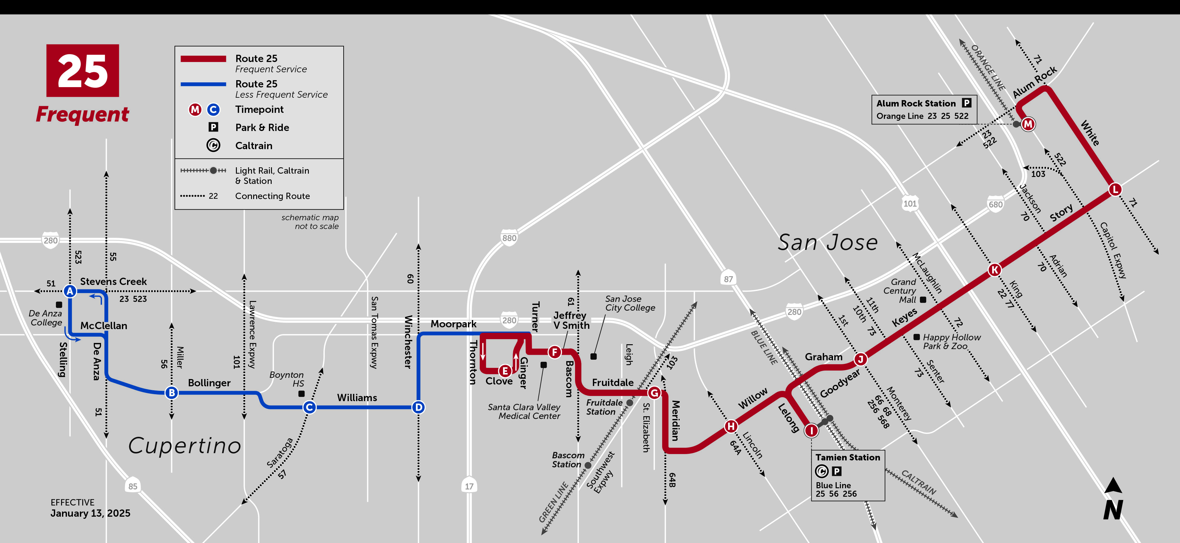 De Anza Coll - Alum Rock via Valley Med | VTA