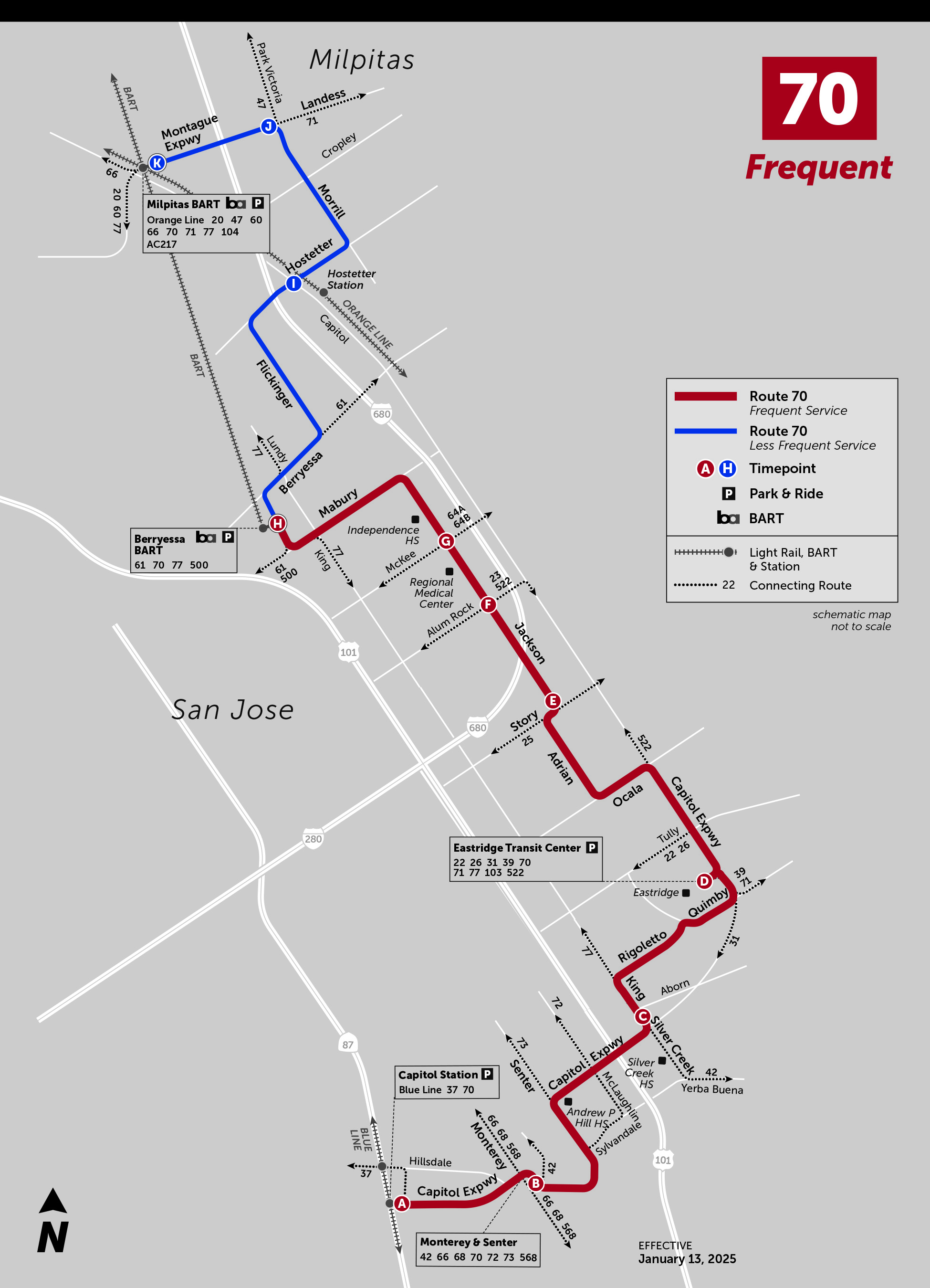 Milpitas BART - Capitol Stn via Jackson | VTA