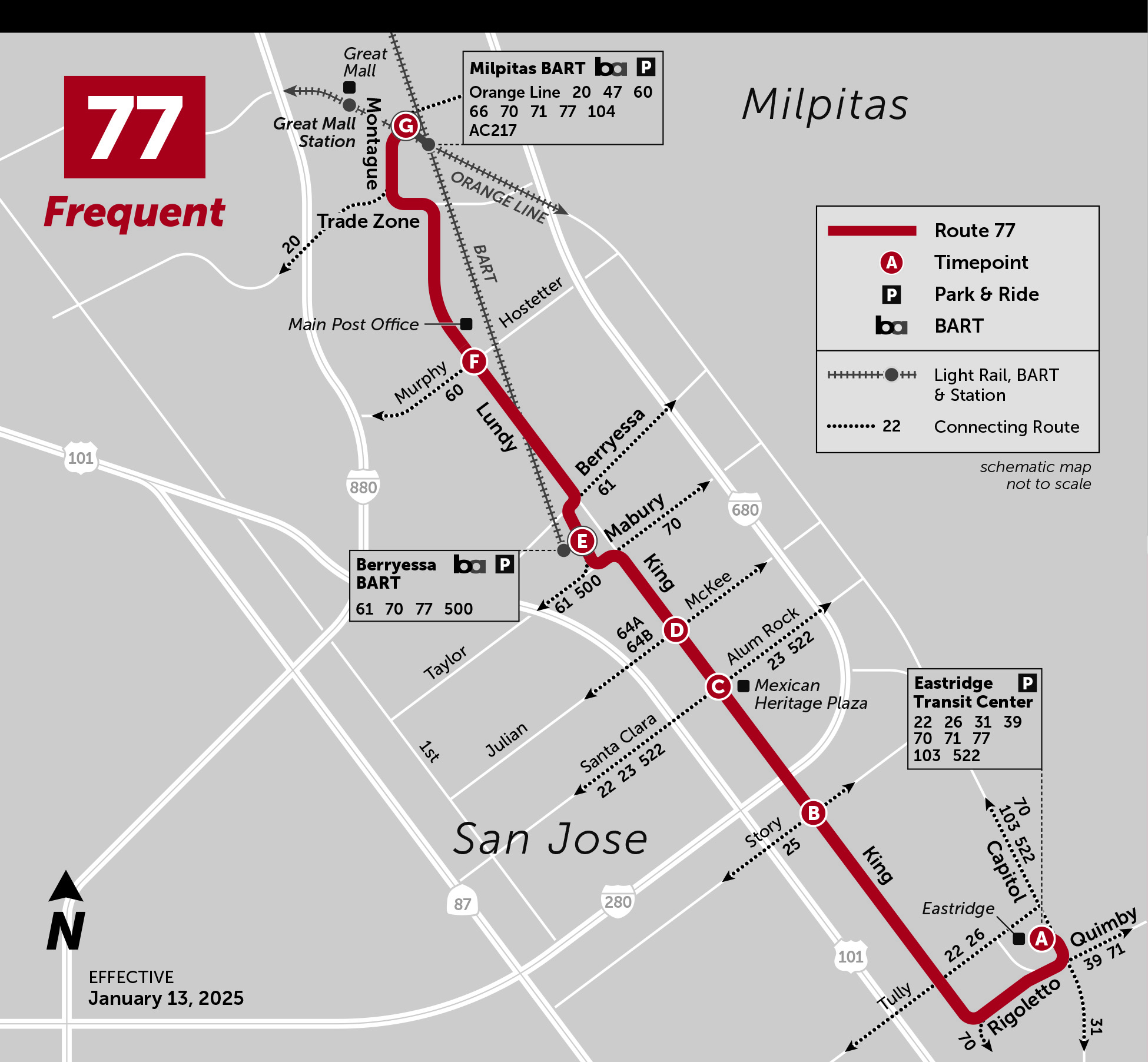 Milpitas BART - Eastridge via King | VTA