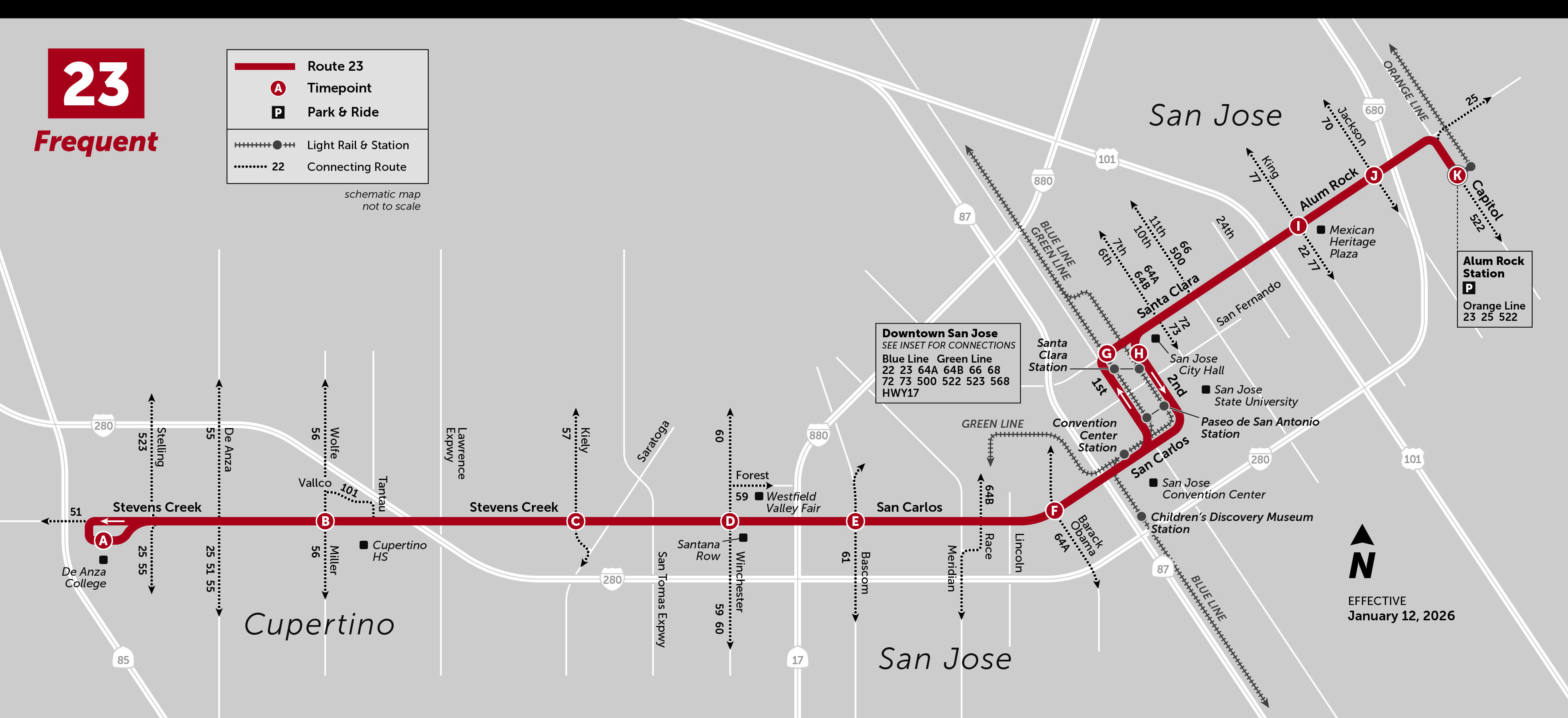 De Anza Coll - Alum Rock via Stevens Crk | VTA